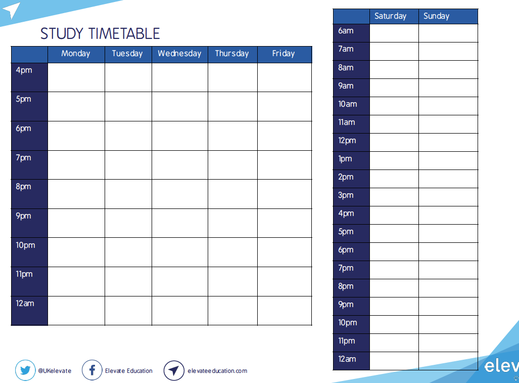 Study Timetables – Elevate Coaching